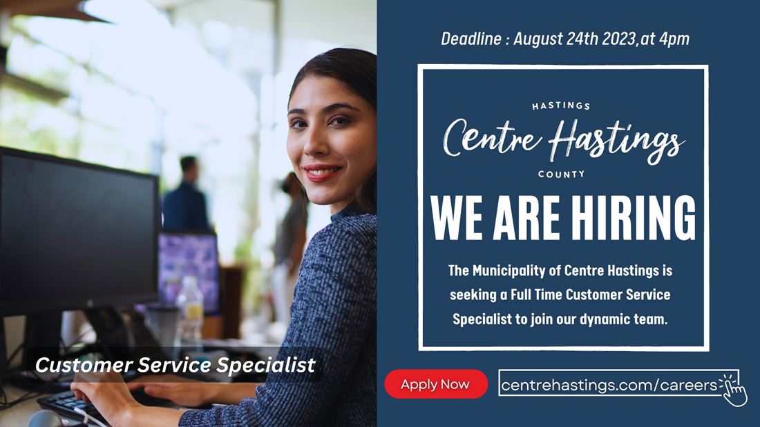 WE ARE HIRING: Customer Service Specialist - Municipality of Centre ...